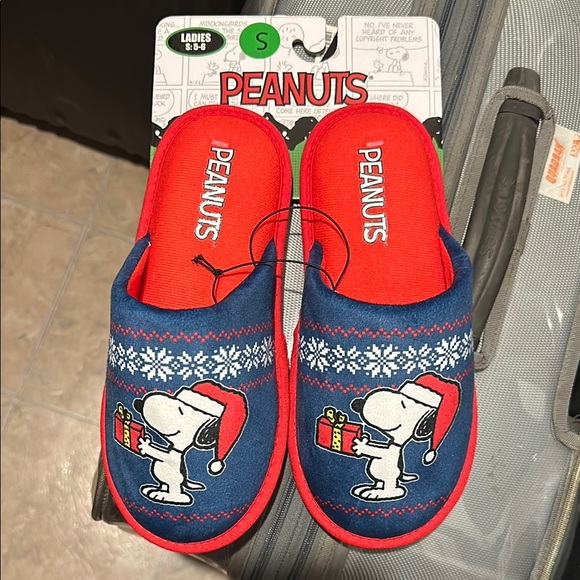 Shoes | Peanuts Snoopy Christmas Slippers Red And Blue | Poshmark